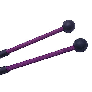TUOREN 1 Pair 9 Inch Rubber Xylophone Sticks Tongue Drum Mallets Percussion Sticks Hammer for Glockenspiel, Xylophone, Chime, Woodblock, and Bells (Purple)
