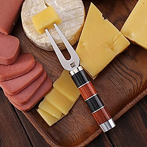 yq 3 Pieces Cheese Knives Set for Charcuterie Boards,Colorful Wooden Handle Cheese Knife Set for Soft Hard Cheeses,Parmesan Knife Cheese Cutter Serving Fork,Gift Box