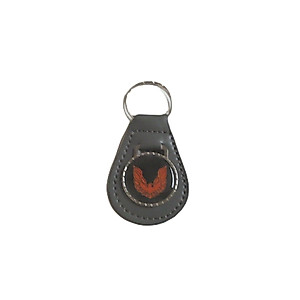 FIREBIRD OR TRANS-AM ORANGE BIRD LOGO LEATHER KEYCHAIN - DARK GREY