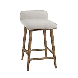 Ball & Cast Upholstered Counter Height Bar Stools 24 inch Kitchen Wooden Stool Chairs Set of 2, Linen