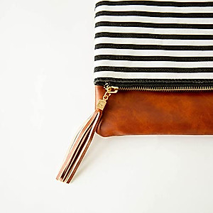 Funky Monkey Fashion Striped Wristlet Wallet Clutch Black & White, Foldover Style