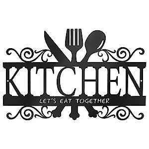 QUEEN KING Metal Kitchen Wall Decor, Kitchen Signs Wall Decor, Rustic Metal Kitchen Decor Sign, Country Farmhouse Wall Art Decoration for Home, Kitchen or Dining Room 13.8 x 8.8 Inches (Black)