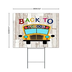 Back to School Lawn Sign Lawn Yard Decorations for Businesses 18x24 Inch Funny Lawn Signs with Stakes Preschool Kindergarten 1st Grade Corrugated Plastic Lawn Signs with Stakes for Rent House