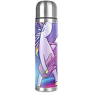 Funny Unicorn Playing the Guitar Stainless Steel Water Bottle Leak-Proof, Double Walled Vacuum Insulated Flask Thermos Cup Travel Mug 17 OZ