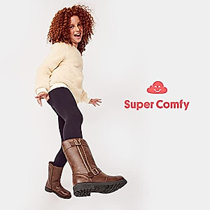 FabKids Girls Mid-calf Fashion Riding Boots Fall Winter Snow Boot Warm Western Boots For Little Kid Brown Size 1