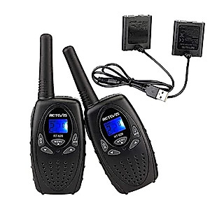Retevis RT628 Walkie Talkie for Kids VOX Portable 22 Channel Kids Walkie Talkies Bundle with USB Charging 1000mAh Rechargeable Battery(Black, 1 Pack)