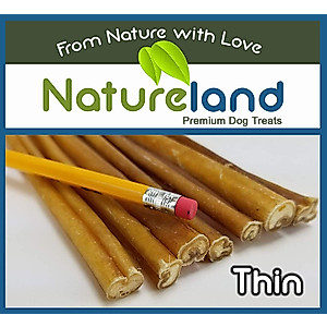 Natureland 12" Bully Sticks Thin - All-Natural, Free-Range, Grass-Fed, 100% Beef Dog Chews (12" Bully Sticks Thin - 20 Pack)