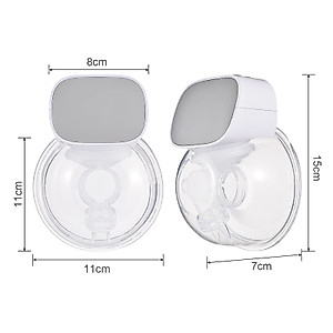 Putybudy S9 Double Wearable Electric Breast Pump, Low Noise/Invisible/Painless Hands Free, 2 Modes & 5 Levels Suction Adjustable & 180ml Collector, Portable for Mom Breastfeeding Anytime, 24MM/Gray