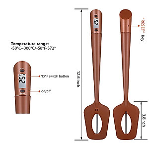 Candy Thermometer Spatula 2 in 1, Silicon Spatula with Thermometer in Handle, Instant Read Digital Thermometer and Spatula Stirrer for Kitchen,Chocolate, Creams, Sauces, Jams and Syrups, Meat Cooking