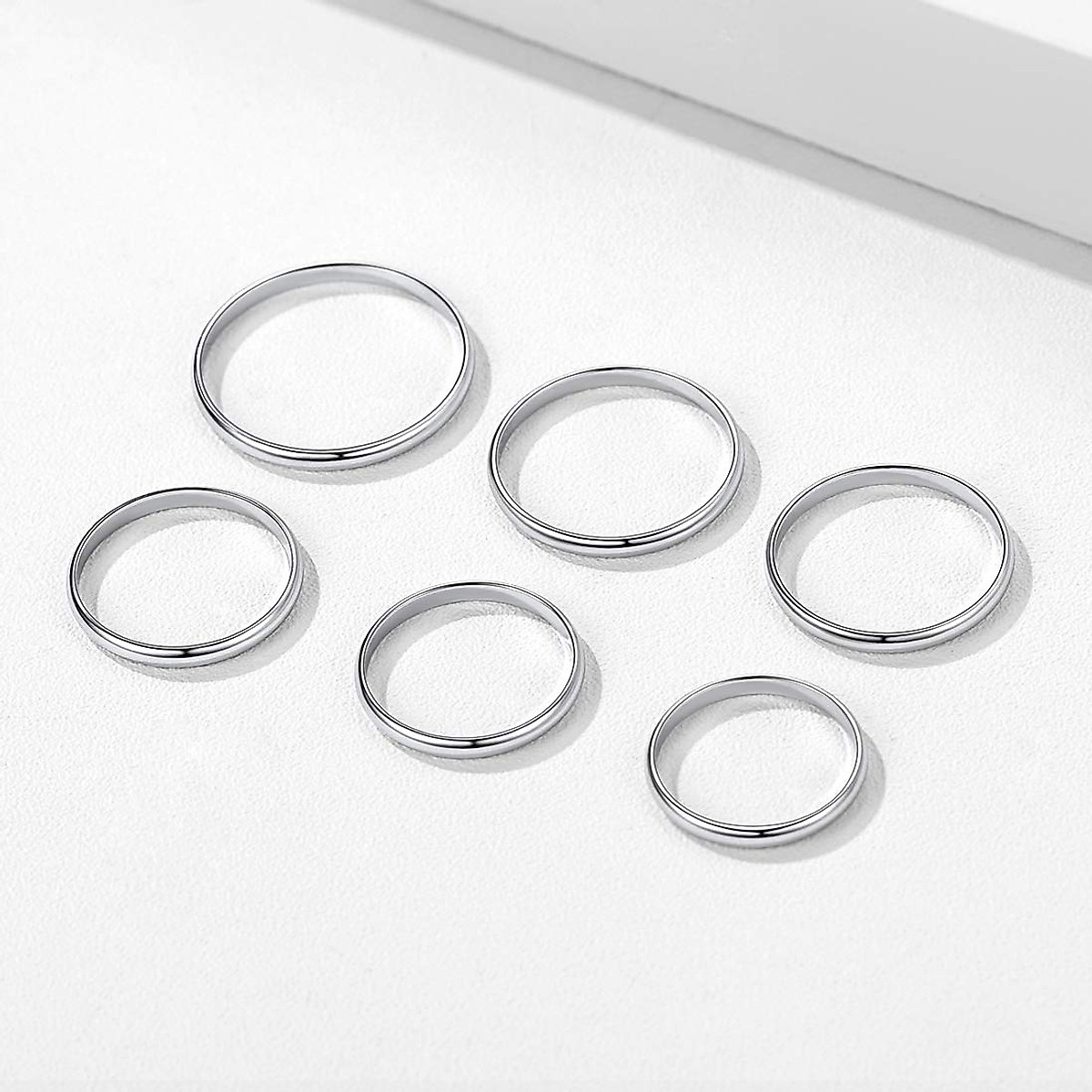 ChicSilver 2mm Silver Rings for Women High Polish Plain Dome Tarnish Resistant Comfort Fit Sterling Silver Promise Rings for Her Size 8