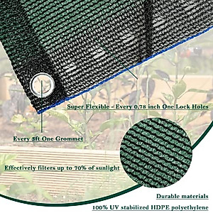 UCINNOVATE 6.5 x 10 FT Green Sunblock Shade Cloth for Plants，70% Sun Shade Mesh Tarp UV Resistant Shade Fabric Taped Edge with Grommets, Shade Screen Net for Patio Lawn Garden Greenhouse Kennel