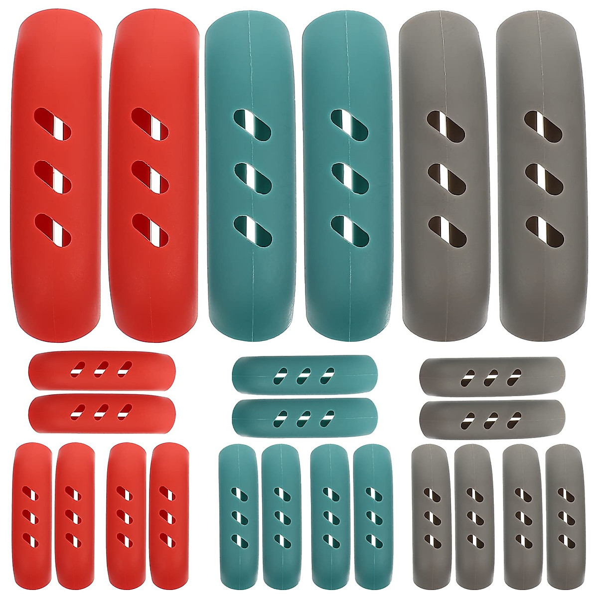 UPKOCH 24pcs Hot Handle Holder Silicone Assist Pan Handle Sleeve Pot Holders Heat-Resistant Cast Iron Skillets Handles Grip Covers for Skillets Frying Pans Casserole Gray Red and Green