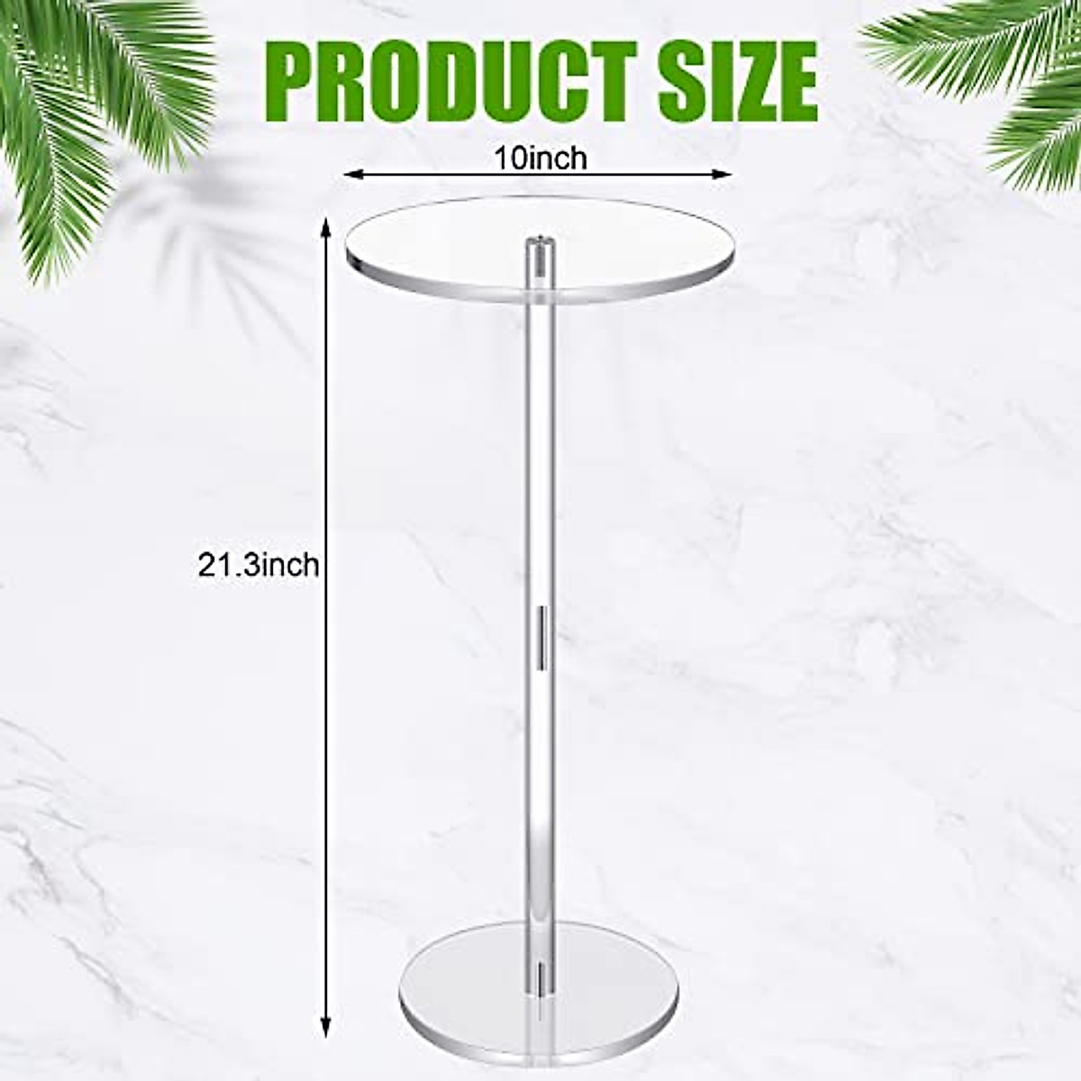 Chunful Drink Side Table Small Acrylic Drink Table Clear Living Room Tables Round Coffee Table End Tables for Small Spaces Balcony Bedroom, Easy Assembly