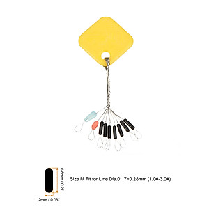 PATIKIL 0.27x0.08 Fishing Rubber Bobber Beads Stoppers, 270 Pieces 9 in 1 Float Sinker Stops Accessories Cylinder Shape M Size for Fishing Line, Black