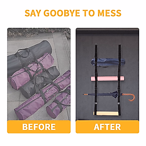 Panumly Camping Chair Wall Storage for Garage, Adjustable Garage Wall Organizer Straps with Flexible Release Buckles, Hanging Garage Organization for Beach Chairs, Umbrellas, 4 Storage Holds