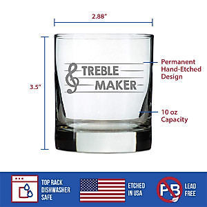 Treble Maker - Whiskey Rocks Glass - Cute Unique Music Teacher Gifts for Musical Men & Women - 10.25 Oz