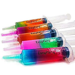 EAZYPARTY Jello Party shoot Syringes with 5 Extra Caps, 50 Pack Reusable 2oz Party Syringe,and Cleaning Brush, Great for Holiday Parties