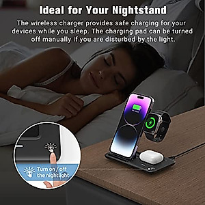 Charging Station for Apple Multiple Devices, 3 in 1 Fast Wireless Charger Foldable for iPhone 14/13/12/11/Pro/XS/Xs Max/XR/X/SE/8/8 Plus Apple Watch 8/7/6/SE/5/4/3/2 AirPods 3/2/Pro with Adapter