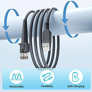 (2PCS) 6ft Barcode Scanner USB Cable GD4130 Cable for Datalogic GD4500 Cable GD4310 GD4300 GD4330 GD4410 GD4430 GD4400 GPS4490 GD4590 GD4590-BK GD4590BK QD2131 QD2430 GD4590HD GD4590 GD4132 Cord