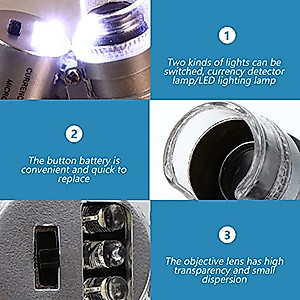 NUOBESTY 60X Mini Microscope ABS Plastic Pocket Magnifier Loupe Magnifying Glass with LED Light for Detecting Counterfeit Currency Jewelry