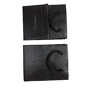 MODEENI 12 Extra Small Gift Bags with Handles Black Little Paper Bags Mini 4x3x5 Premium Quality Fancy Cute Modern Circle Embossed for Jewelry Merchandise Charms Wedding Shopping