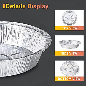 Suice 8 Inch Round Aluminum Foil Pan, 50pcs Deep Disposable Foil Container Pie Tin Round Aluminum Foil Baking Pan Disposable Cake Pan for Oven Baking, Cooking, Storing, Serving, Packing, Food Prep