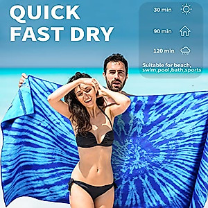 4 Pack Lightweight Thin Beach Towel Oversized 71"x32" Big Extra Large Microfiber Sand Free Towels for Adult Quick Dry Travel Camping Beach Accessories Vacation Gift Turtle Tie Dye Mandala Flower