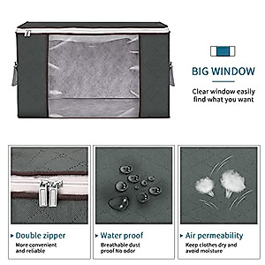 6 Pack 90L Large Storage Bags & 6 Pack 35L Clothes Storage Bags, Clothes Storage Bins Foldable Closet Organizers with Durable Handles with Clear Window for Clothes Pillow Blankets Bedding