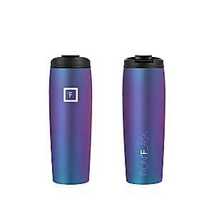 IRON °FLASK Nomad Tumbler - 2 Lids (Straw/Flip), Vacuum Insulated Stainless Steel Bottle, Double Walled, Drinking Cup, Thermos Coffee Travel Mug, Water - Aurora, 24 Oz