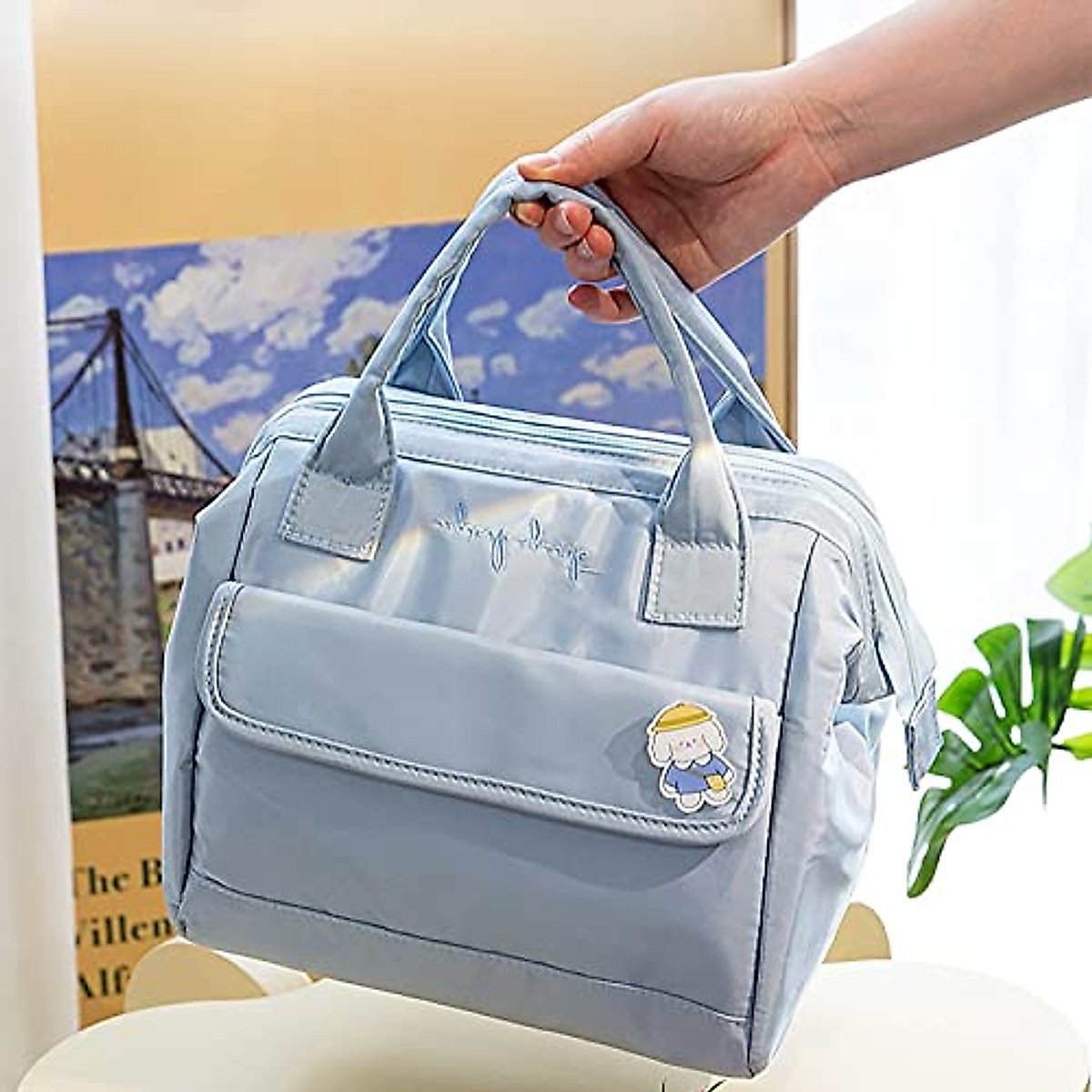 𝗞𝗮𝘄𝗮𝗶𝗶 𝗟𝘂𝗻𝗰𝗵 𝗕𝗮𝗴, Large Picnic Bag, Insulated Bag for Hot or Cold, Reusable Tote Bag, 𝗖𝘂𝘁𝗲 𝗔𝗲𝘀𝘁𝗵𝗲𝘁𝗶𝗰 𝗟𝘂𝗻𝗰𝗵 𝗕𝗮𝗴 for Women, Thermal/Cooler Handbag
