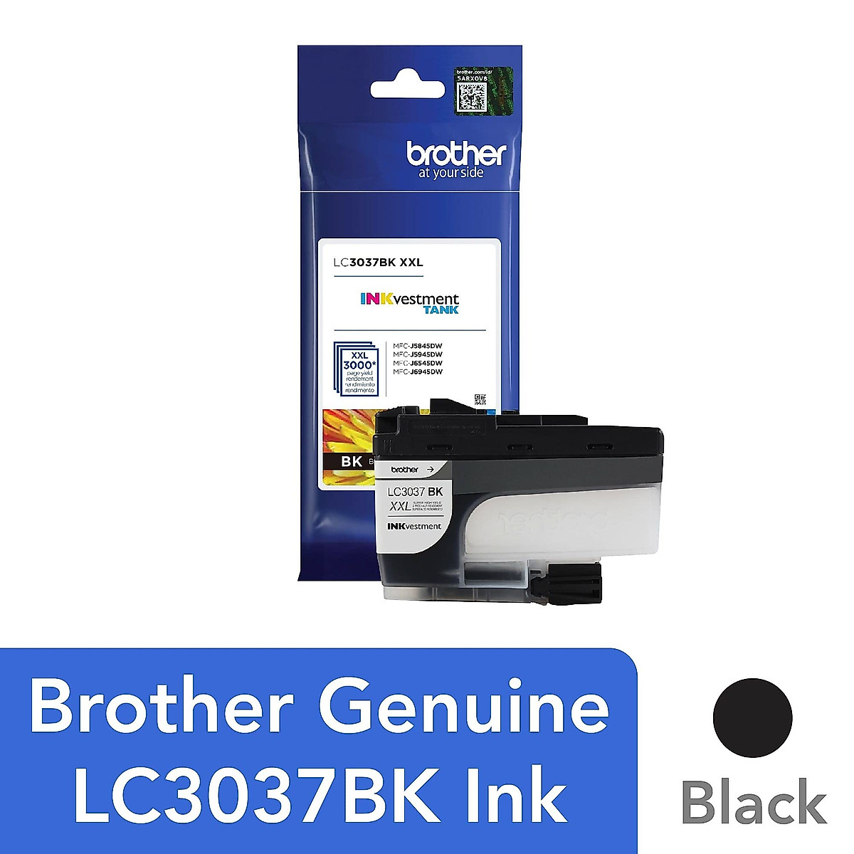 Brother Genuine LC3037BK, Single Pack Super High-yield Black INKvestment Tank Ink Cartridge, Page Yield Up To 3,000 Pages, LC3037, Amazon Dash Replenishment Cartridge