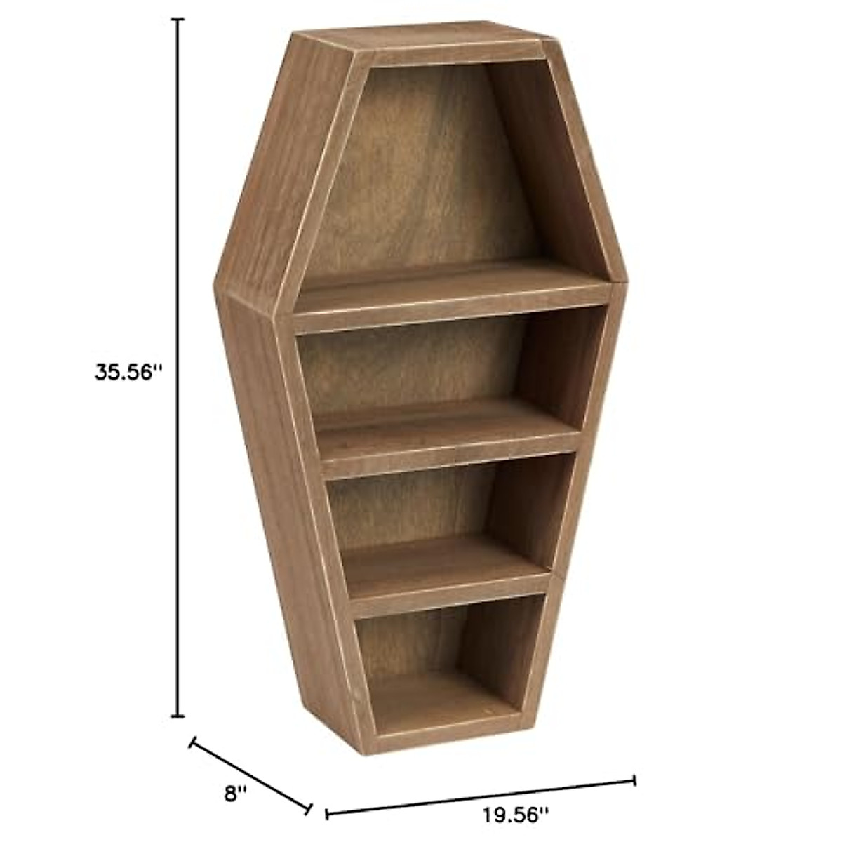 Okuna Outpost Coffin Shaped Shelf, Spooky Gothic Home Decor for Tabletop, Small Trinkets, Nic Nacks, Bookshelf, Bathroom, Bedroom, Living Room, Office, Entryway (Brown, 8x3x14 in)