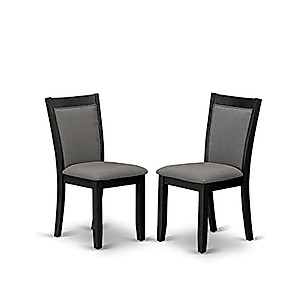 East West Furniture V697MZ650-9 9 Piece Kitchen Table Set Includes a Rectangle Dining Table with V-Legs and 8 Dark Gotham Grey Linen Fabric Parson Dining Chairs, 40x72 Inch, Multi-Color