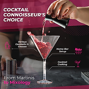 Simple Essence Rose Gold Glitter Plastic Martini Glasses With Stem (Set of 4), 9.5 Ounce, Unbreakable Reusable Cocktail Glasses - Ideal for Parties, Poolside, RV, Camping, Holiday, Entertaining