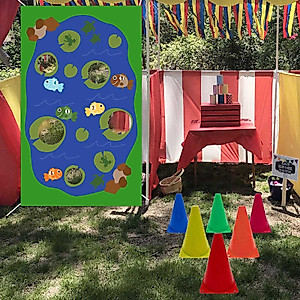 Gone Fishing Toss Games Banner Backdrop Background Fisherman Fisher Fish Theme Favors Supplies Decor for Indoor Outdoor Boys Girls Birthday Party Baby Shower Decorations Photo Booth Props Photography