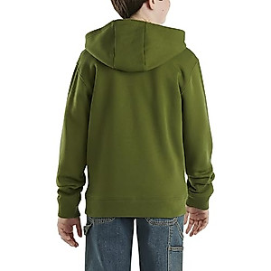 Carhartt Boys' Long-Sleeve Full-Zip Hooded Sweatshirt Hoodie, Chive Green, 12 Months