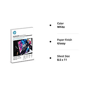 HP Professional Business Paper, Glossy, 8.5x11 in, 48 lb, 50 sheets, works with inkjet, PageWide, laser printers (6MF93A)
