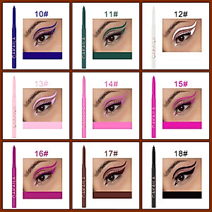 18 Colors Eyeliner Pen Set, Eye Shadow Pencil, Pearl Eyeliner Kit Metallic Eyeliner Pencil Glitter Colored Eyeliner for Women Eye&Lip Liner Professional Waterproof Retractable Eyeliner (18PCS)