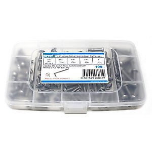 iexcell 100 Pcs #10-24 x 3/8", 1/2", 5/8", 3/4", 1" UNC Threads Stainless Steel 304 Hex Socket Button Head Cap Screws Bolts Assortment Kit