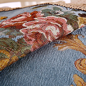 GEORPE Seat Cushion European Style Dining Chair Luxury Anti-Slip Fabric Cushions Mat Household Buttocks Pad with Bandage, 18.9x19.7inch/48x50cm