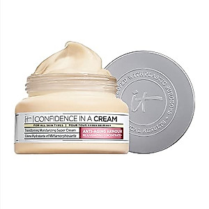 IT Cosmetics Confidence in a Cream Anti Aging Face Moisturizer - Improved Formula - Reverses 10 Signs of Aging Skin in 2 Weeks, 48HR Hydration with Hyaluronic Acid, Niacinamide + Peptides - 2 fl oz