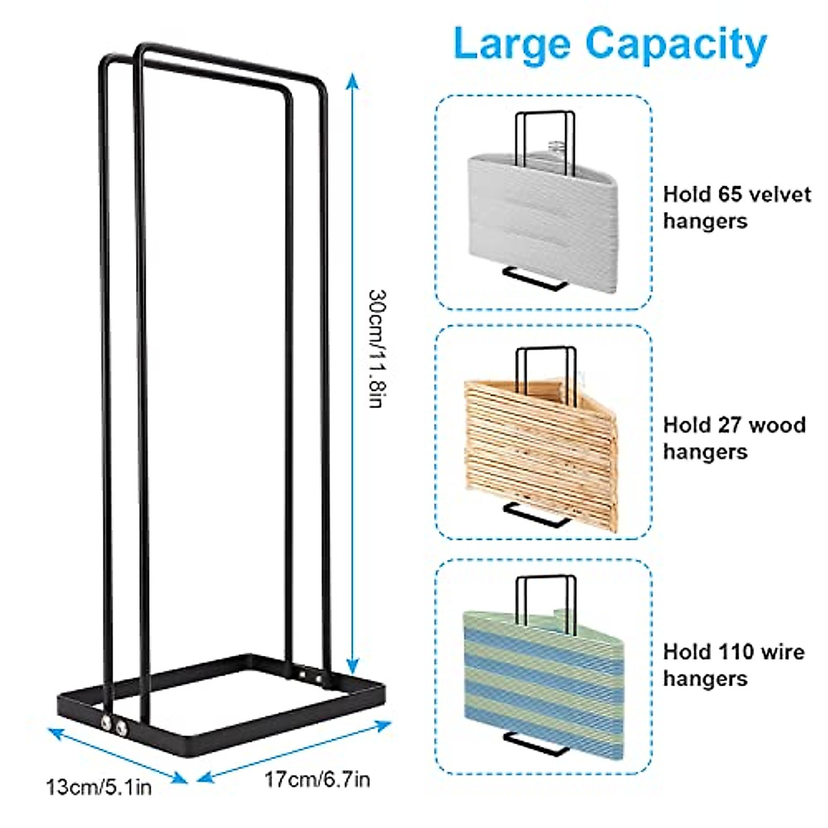 LMIP Hanger Storage Rack, Portable Hanger Storage Rack for Closet Laundry Room, Detachable Metal Stand Hanger Rack for Kids Adult Hanger, Black