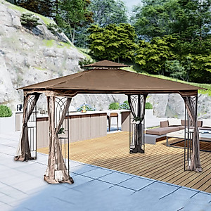 ISAGAPOY Replacement Canopy Top Cover for Garden Canopy Cover Roof with Air Vent for Gazebo (L-GZ798PST-E) Brown