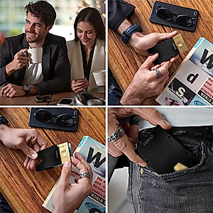 Fidelo ‘Eclipse 3 In 1’ Minimalist Wallet For Men - Slim RFID Blocking Credit Card Holder Made Of 7075 Aluminum And 3K Carbon Fiber With Money Clip - Stealth Black, Gunmetal Gray & Matte
