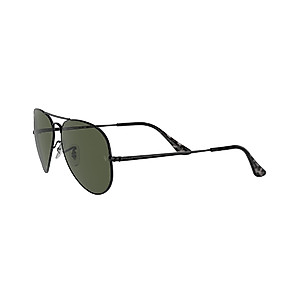 Ray-Ban RB3689 Aviator Metal II Sunglasses, Black/G-15 Green, 62 mm