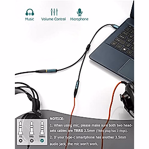 LOKUKA USB C to Dual 3.5mm Female Headphone Splitter, Type C to AUX TRRS 2-in-1 Audio Adapter with Hi-Res DAC Chip, for USB-C Smartphone, Laptop, Pad to Two Headphones, Speakers, TRRS Microphones
