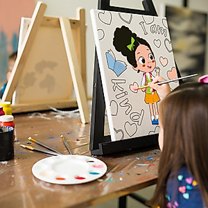 Tatuo 6 Pieces Black Girl Pre Drawn Canvas for Painting 8 x 10 Inch Pre Drawn Stretched Canvas Stretched Outline Canvas Sip and Paint Kit for Adults Kids Paint Birthday Gifts