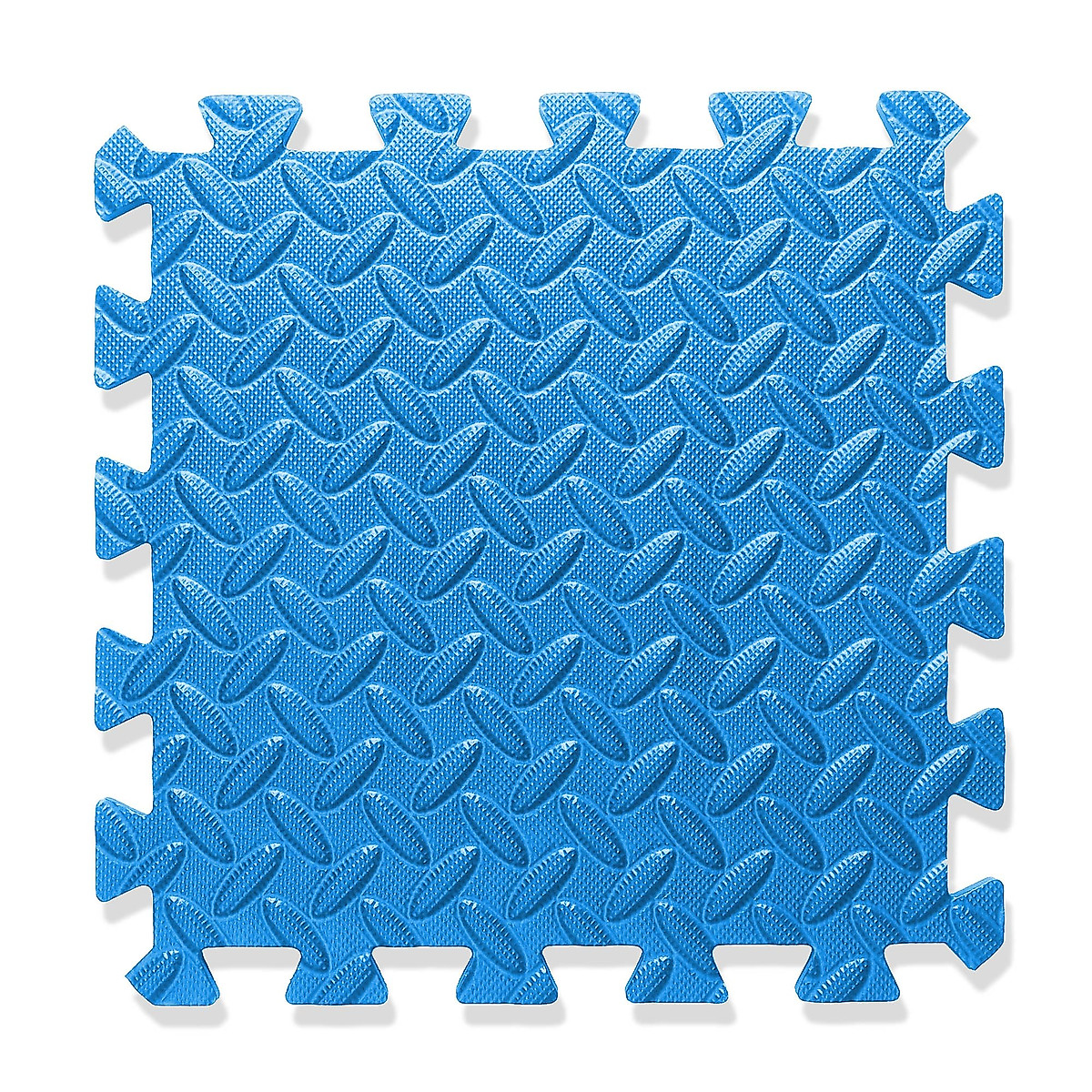 Philosophy Gym Pack of 12 Exercise Flooring Mats - 12 x 12 Inch Foam Rubber Interlocking Puzzle Floor Tiles - Blue