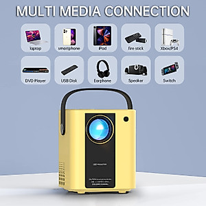 FEICHEN Mini Projector with Screen,Portable Movie Projector with WiFi,7500 Lumen,Multimedia Home Theater WiFi Projector Support 1080P, Compatible with Android,iPhone,HDMI,AV,USB,Laptop.