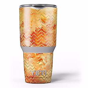Design Skinz The Orange Grungy Watercolors with Chevron - Skin Decal Vinyl Wrap Kit Compatible with The Yeti Rambler Cooler Tumbler Cups